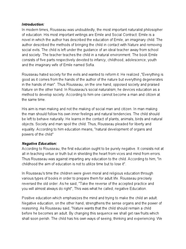 Jean Jacques Rousseau | PDF | Emile, Or On Education | Jean Jacques ...