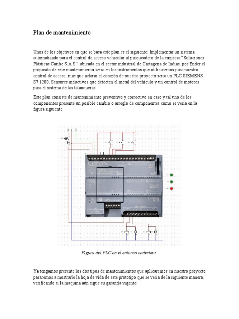 Plan de Mantenimiento | PDF | Presupuesto | Controlador lógico programable