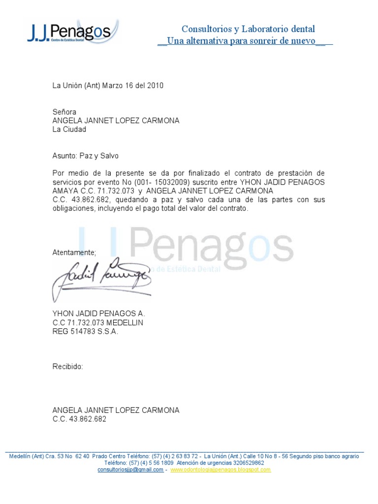 Paz y Salvo Angela Jannet Lopez | PDF