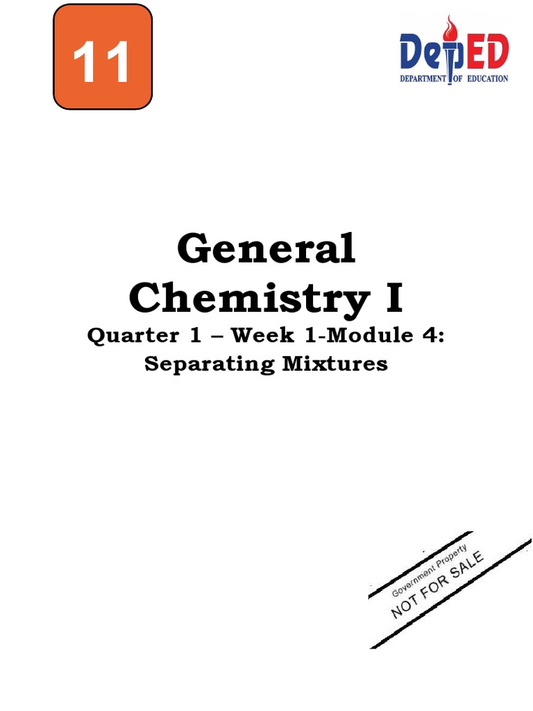 Grade 11 SHS Chemistry Q1 WEEK 1 Module 4 Separation Techniques | Download Free PDF | Solubility ...