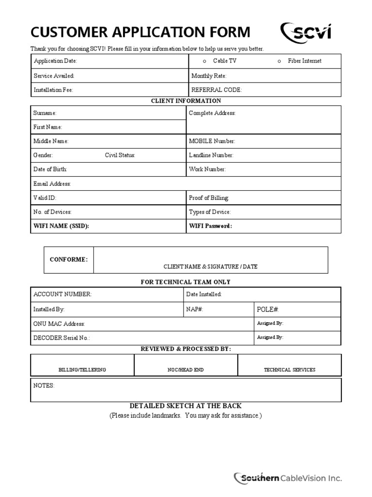 FTTH Application Form | PDF