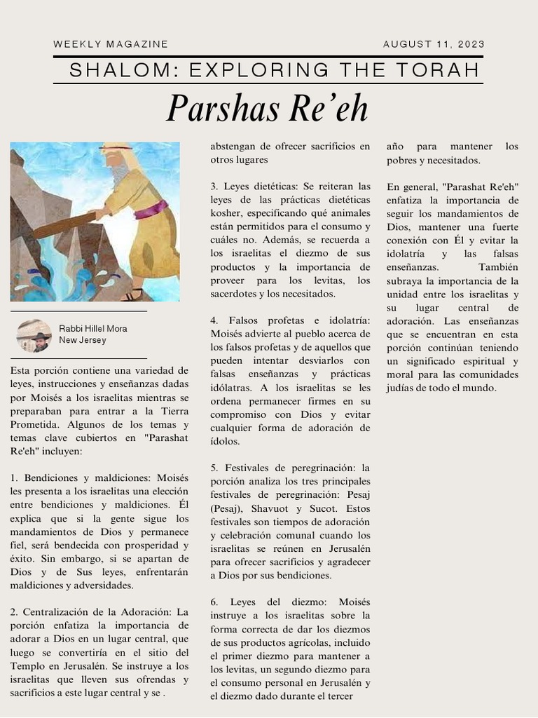 Shalom Exploring The Torah Parshas Re'Eh Rab Hillel Mora | PDF | Diezmo ...