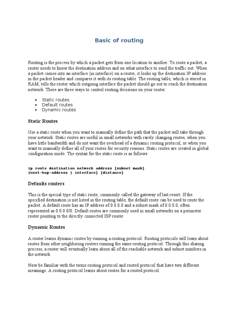 Basic of Routing | PDF | Routing | Ip Address