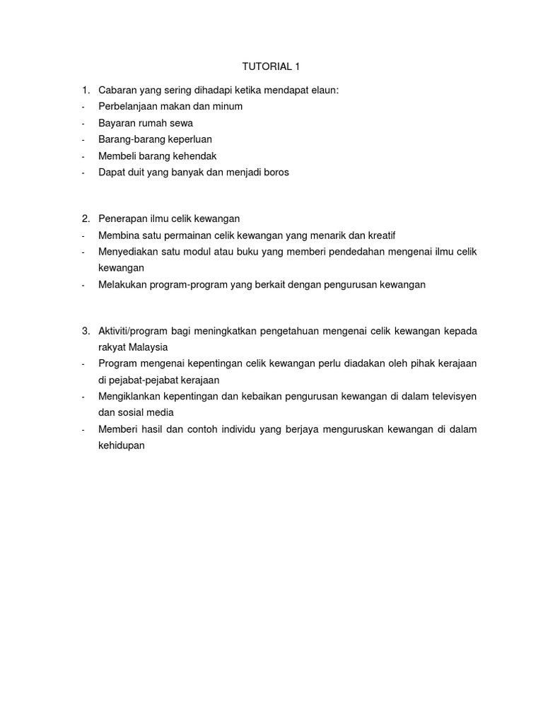 Tutorial 1 KKWK | PDF