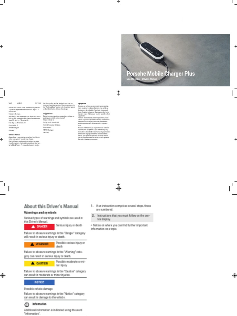 Porsche Mobile Charger Plus - Driver's Manual | PDF | Ac Power Plugs ...