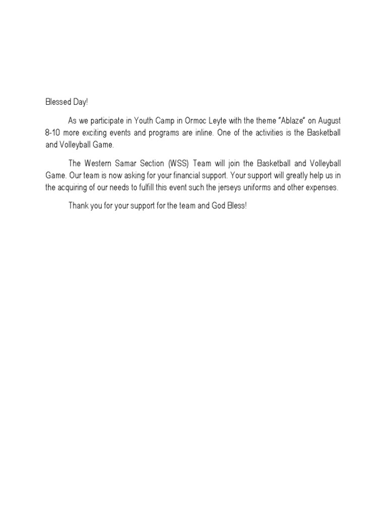 Camp Solicitation Letter | PDF