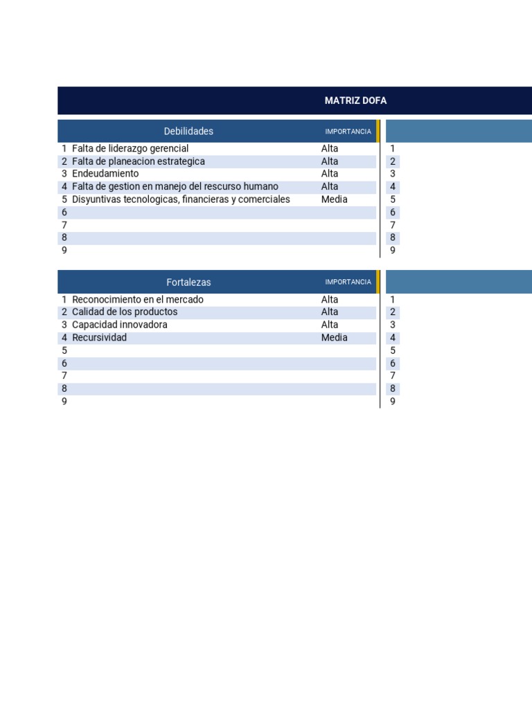 Anexo 2 Plantilla Matriz DOFA | PDF