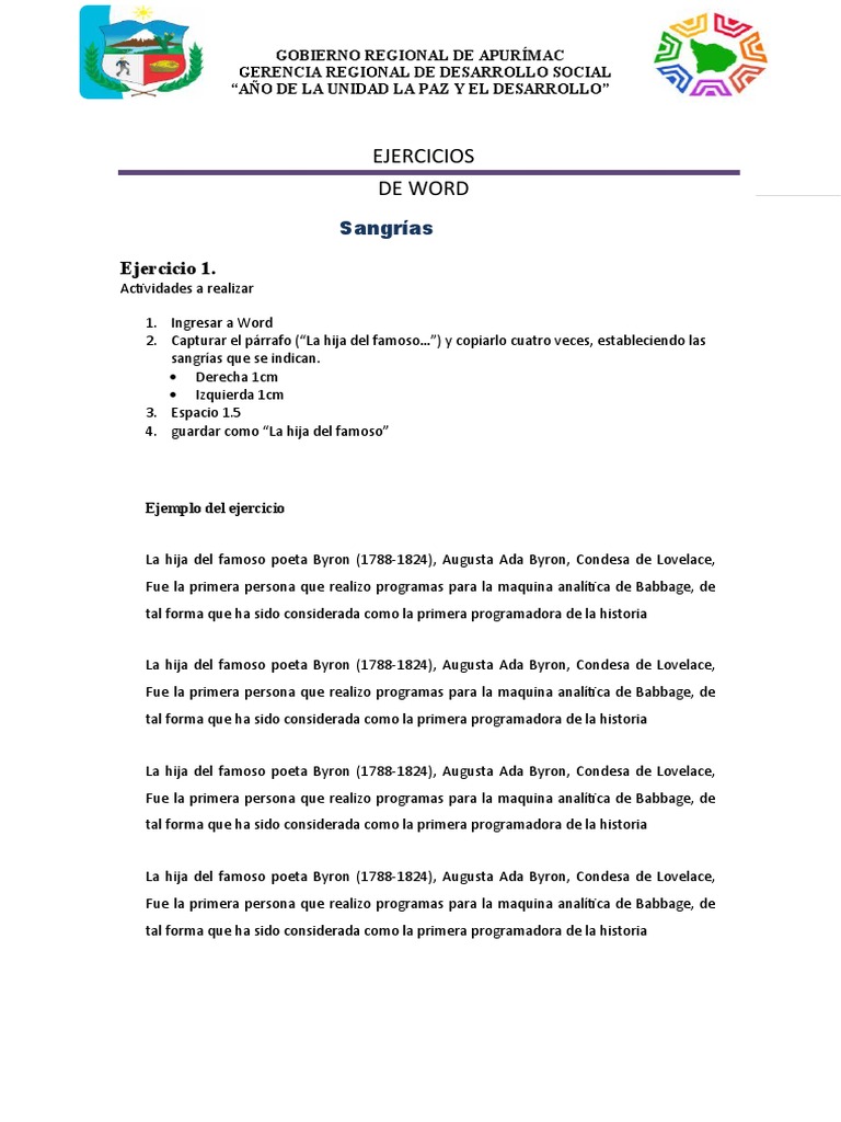 Ejercicios De Word Pdf