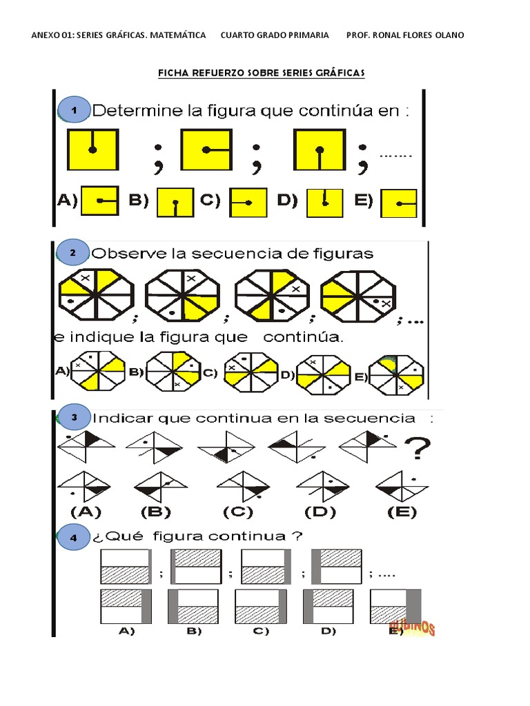 Ficha Refuerzo Sobre Series Gráficas Cuarto Grado Primaria | PDF