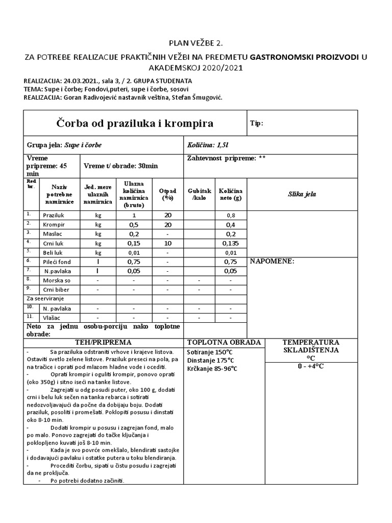 Vezba 2. Supe I Corbe | PDF