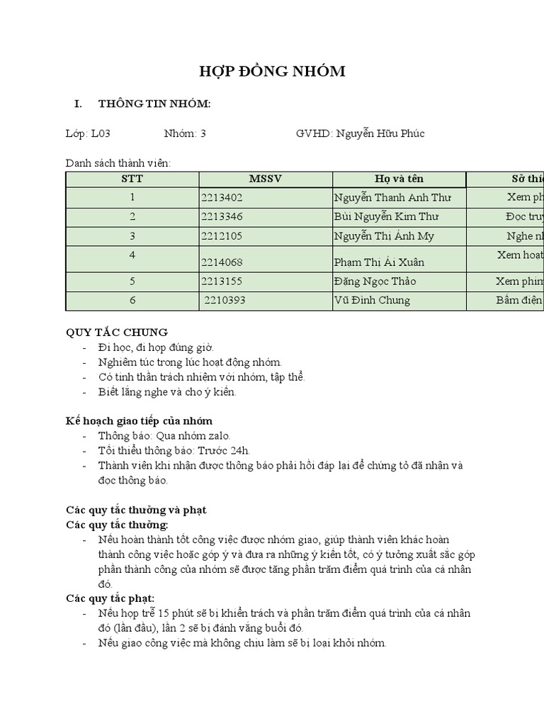 Nhom3 HopDongNhom | PDF