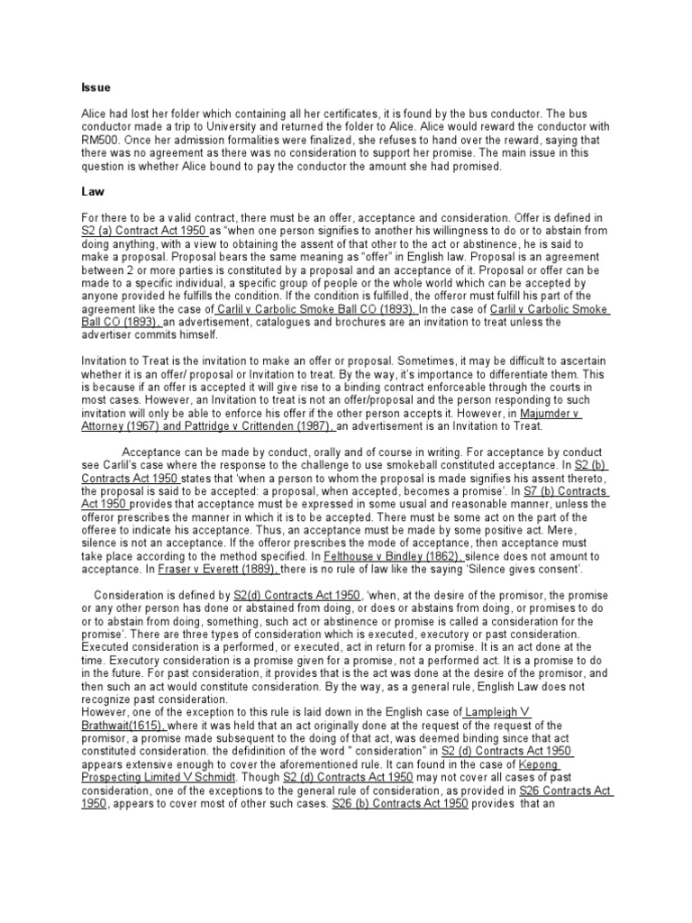 Law Assignment Sample | PDF | Offer And Acceptance | Law Of Obligations