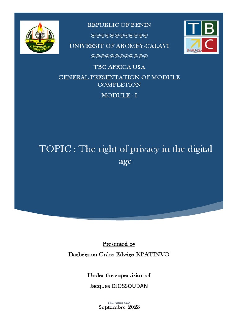 The Right of Privacy in The Digital Age | PDF | Privacy | Right To Privacy