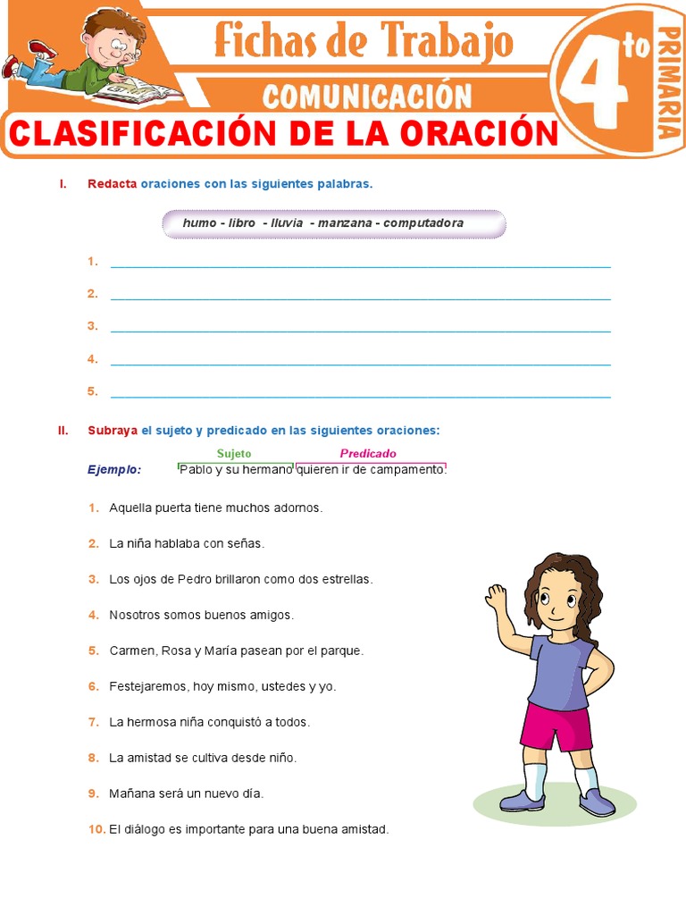 Oraciones y Estructura para Cuarto Grado | PDF | Sintaxis | Gramática