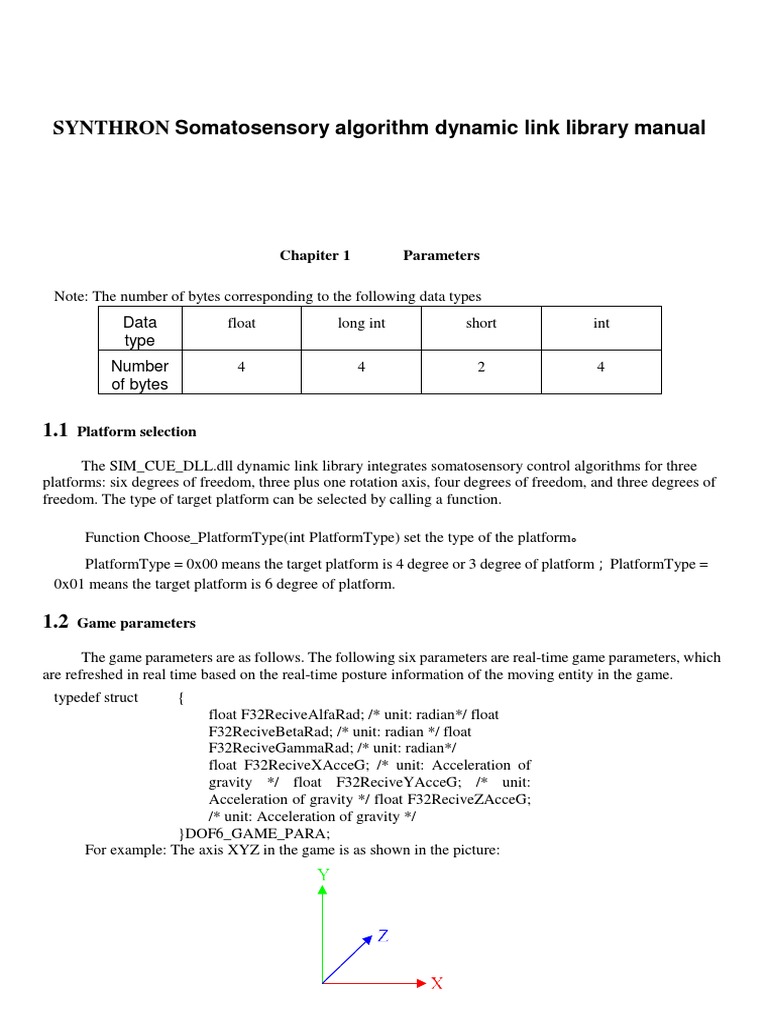 SYNTHRON Somatosensory Algorithm Dynamic Link Library Manual | PDF SYNTHRON Somatosensory Algorithm Dynamic Link Library Manual | PDF