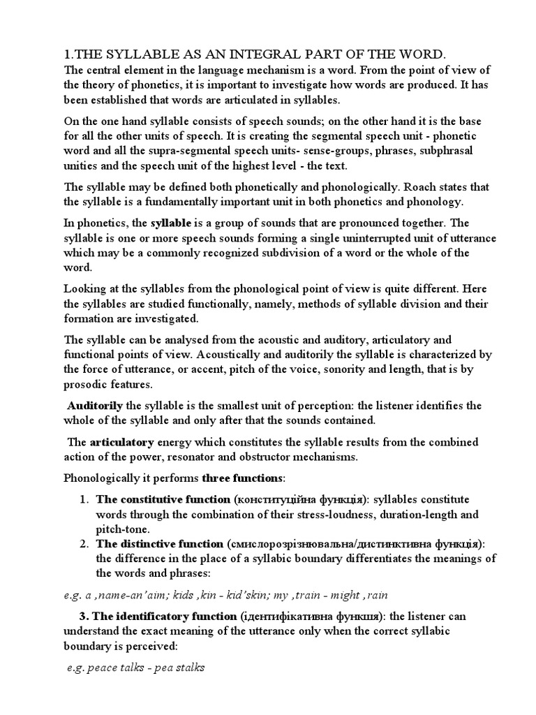 The Syllabic Structure of English Words | PDF