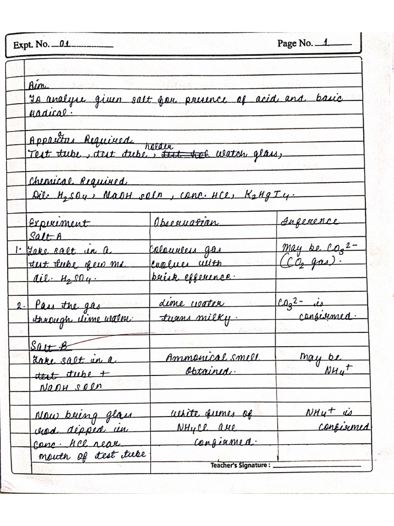 Chemistry Practical Lab Manual Work Class 12 Cbse | PDF