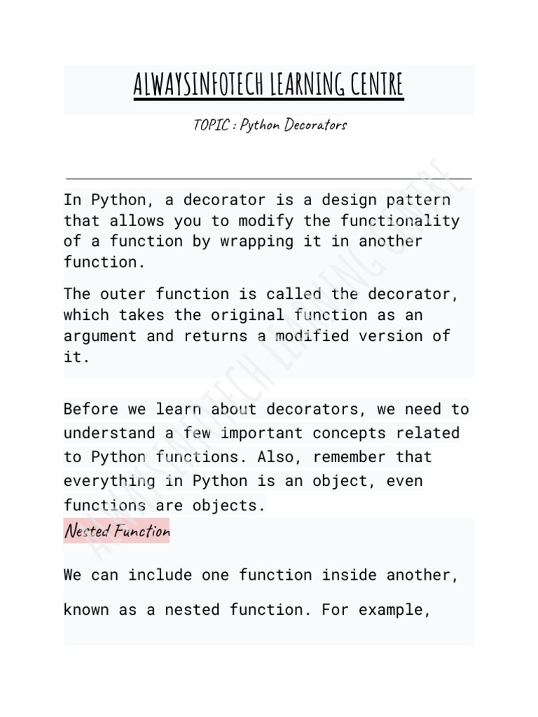 Python Decorators Pdf Parameter Computer Programming Computer Programming 7147