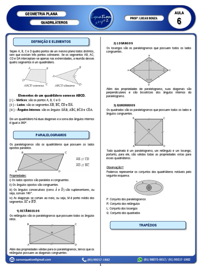 6 - Geometria plana - quadriláteros | PDF | Geometria Euclidiana | Geometria Elementar