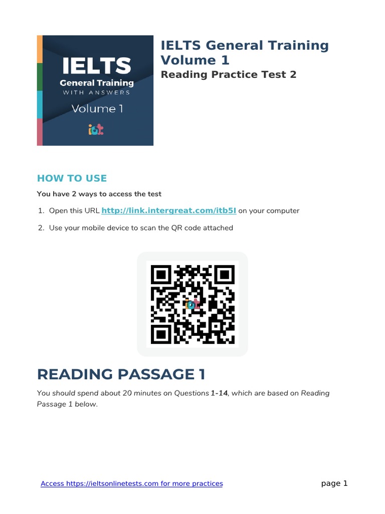 Ielts General Training Volume 1 - Reading Practice Test 2 v9 942 | PDF ...