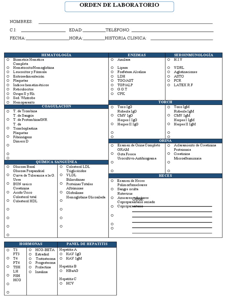 Orden de Laboratorio | PDF