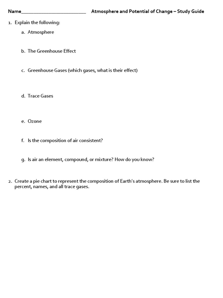 Atmosphere and Climate Change Study Guide | PDF | Foreign Language ...