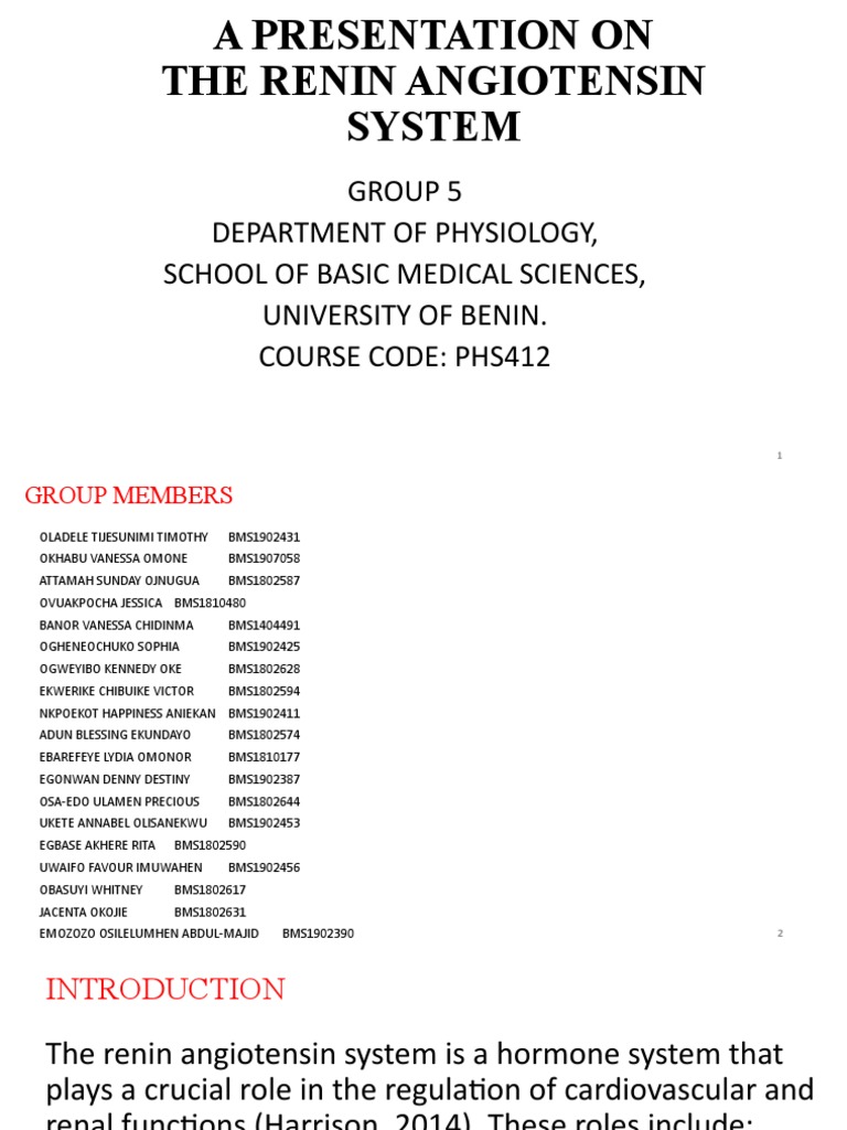 Renin-Angiotensin System Review | PDF | Angiotensin | Physiology