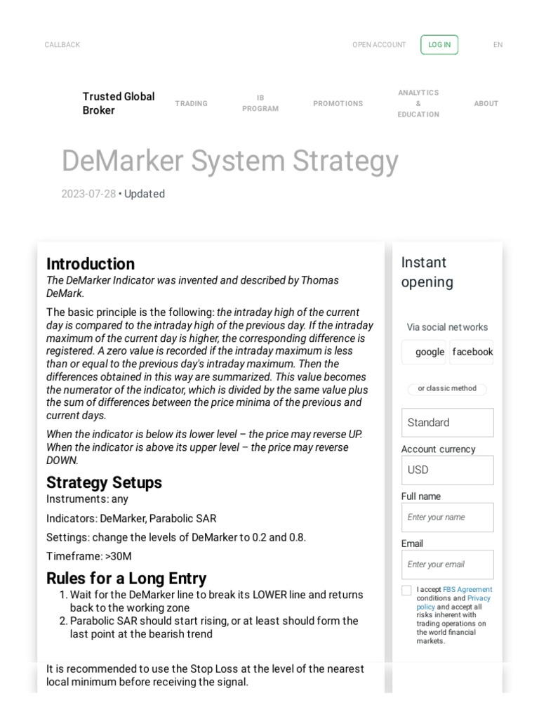 DeMarker Indicator Trading Strategy | PDF | Business | Computers