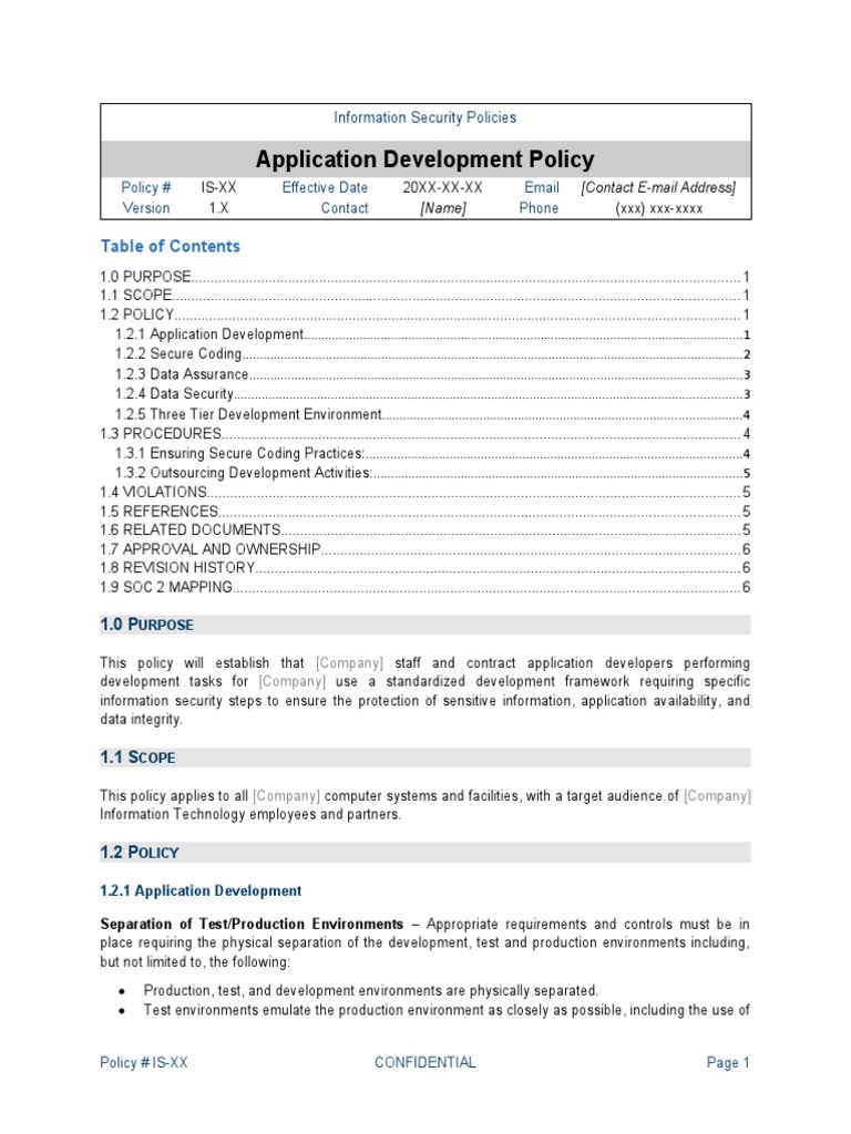 Application Development Policy | PDF