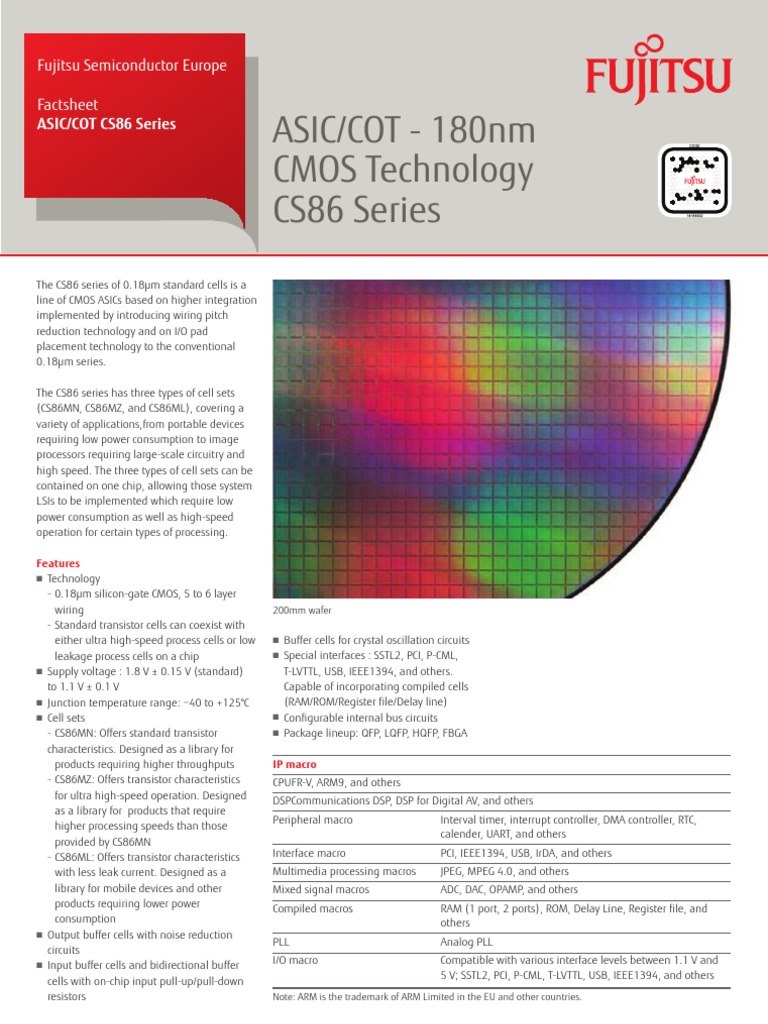 Fujitsu - ASIC/COT - 180nm CMOS Technology CS86 Series | Cmos | Transistor