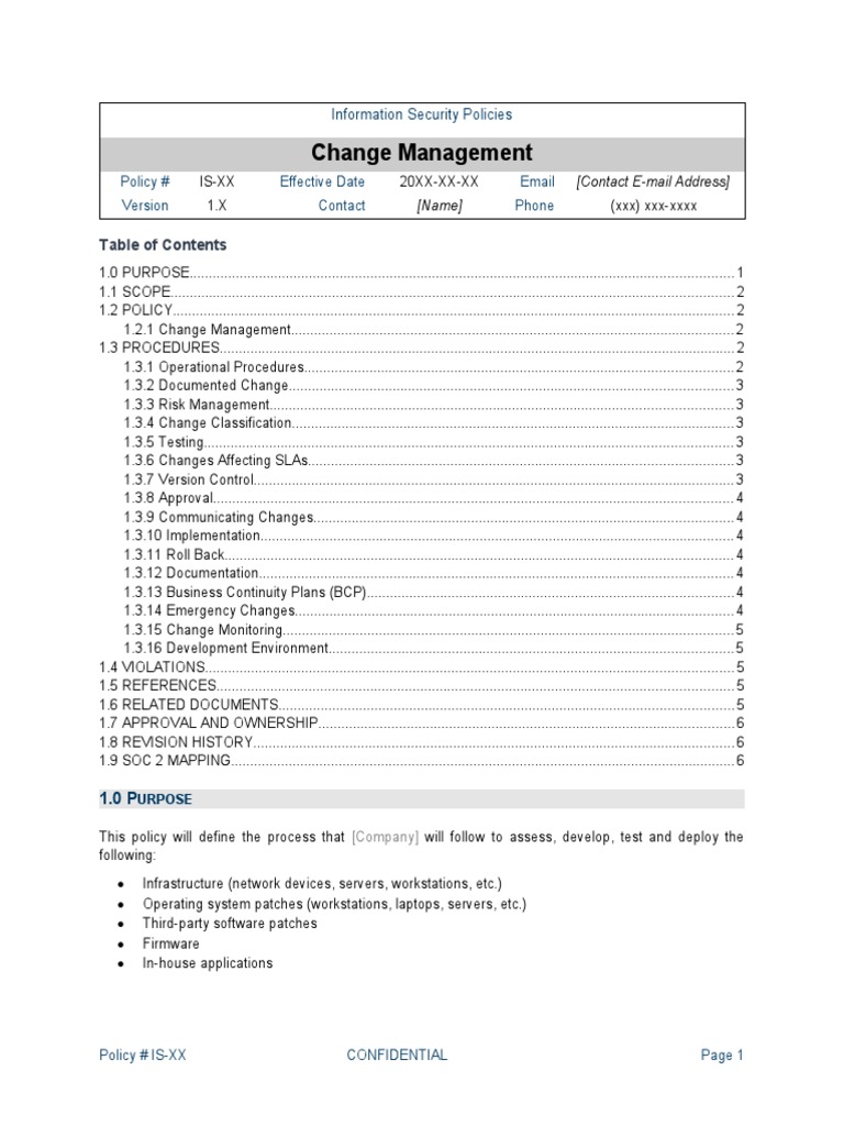 Change Management Policy Template | PDF | Systems Engineering | Information Technology