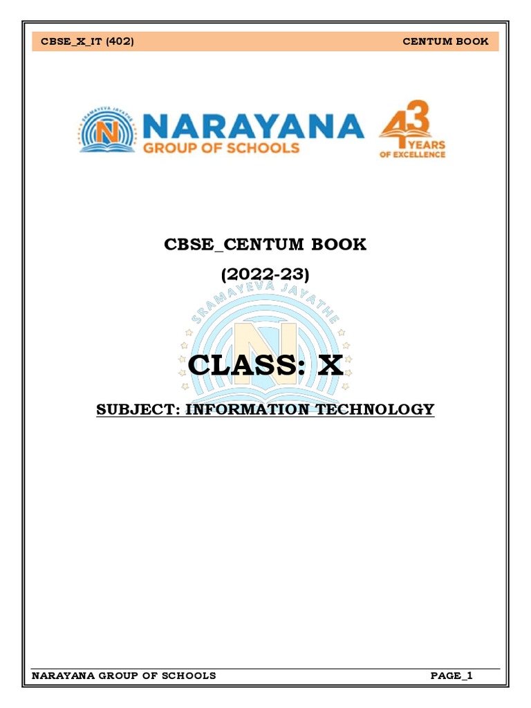 Cbse X It Centum Book 22-23 (Phase-I) | PDF | Relational Database | Databases