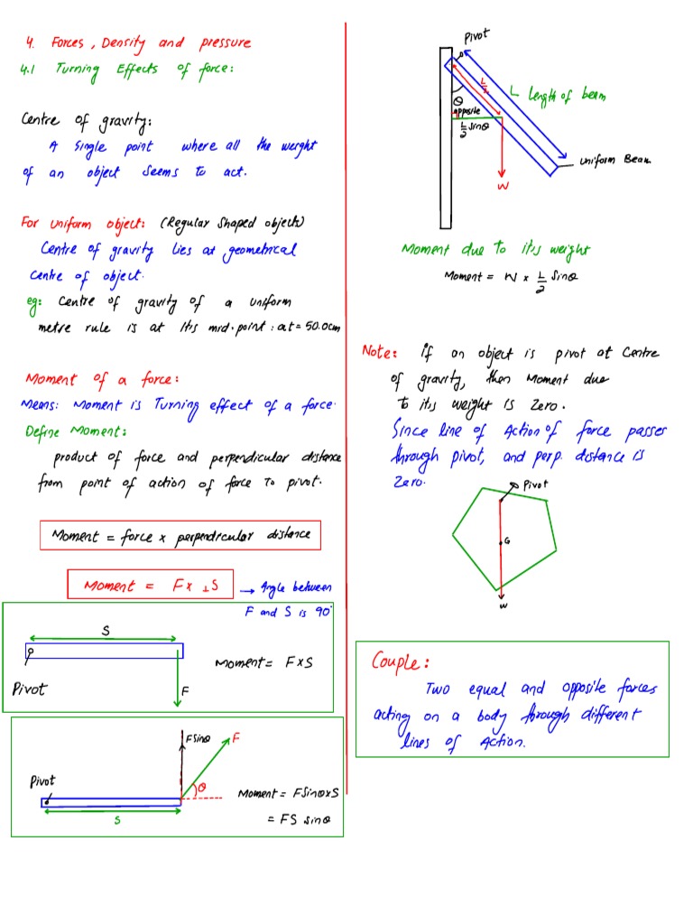 Forces Density Pressure As Notes | PDF