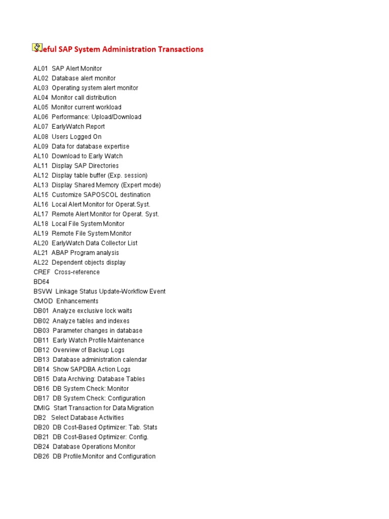 Basis Ecc6 Tcodes | PDF | Databases | Information Retrieval
