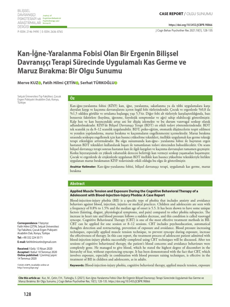 Kan İğne Fobisi BDT Olgu Sunumu | PDF