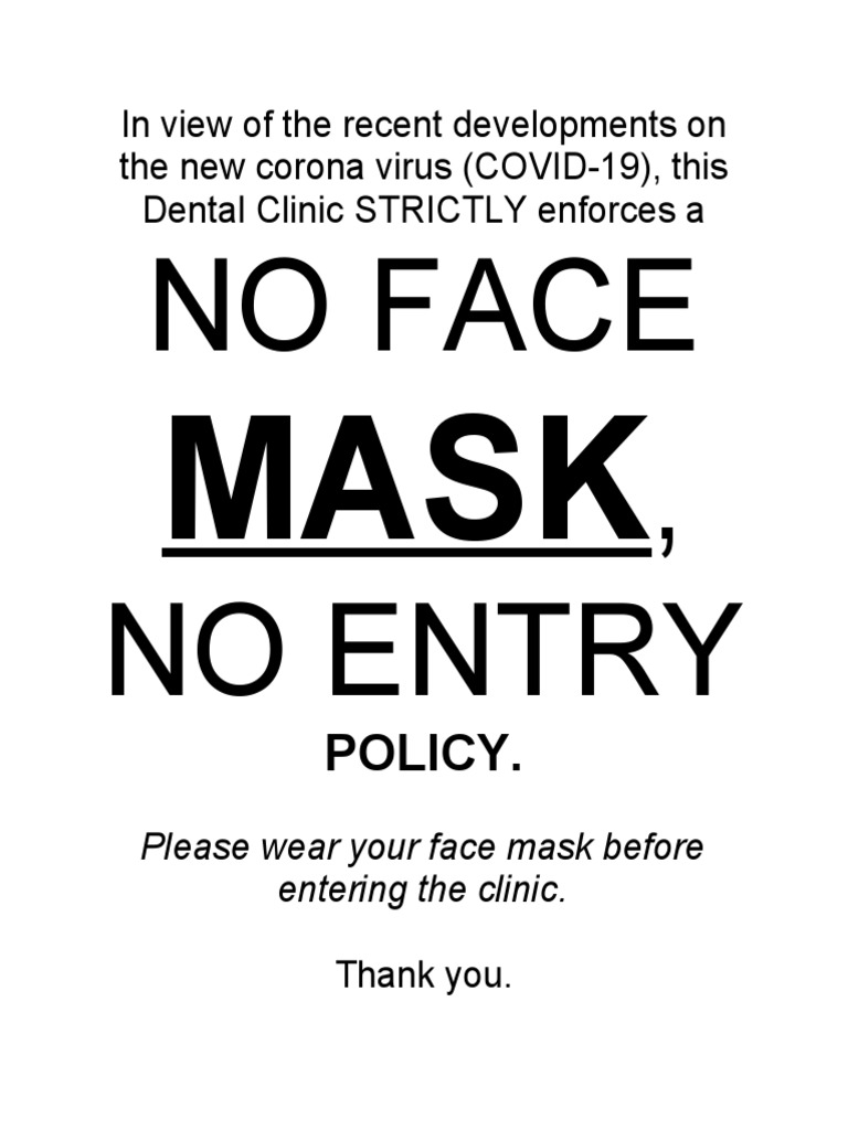 No Face Mask, No Entry Policy | PDF No Face Mask, No Entry Policy | PDF