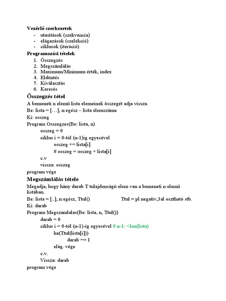 Programozã¡si Tã©telek | PDF