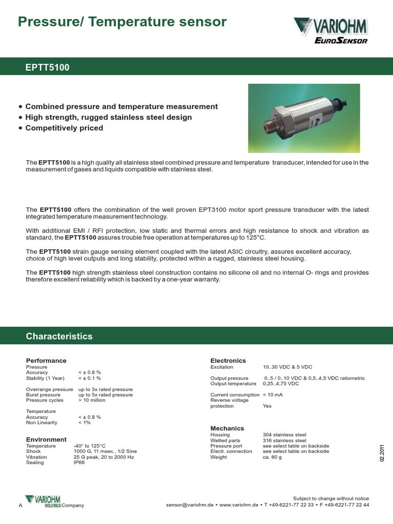 Sensor Combinado Temp Press | PDF | Building Engineering | Physical ...