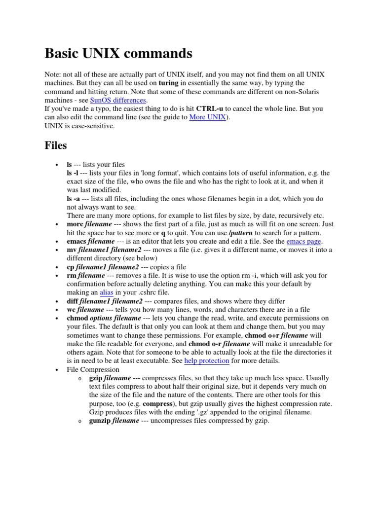 Basic UNIX Commands | PDF Basic UNIX Commands | PDF