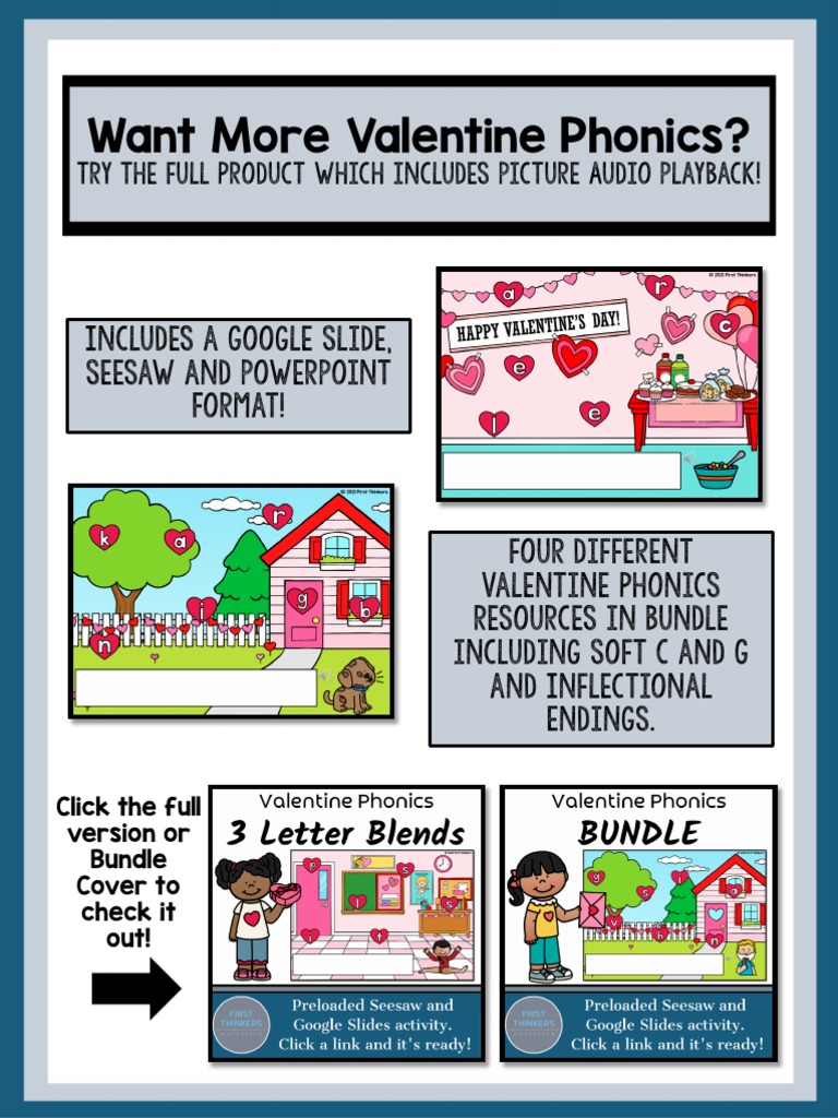 Want More Valentine Phonics?: Includes A Google Slide, Seesaw and ...