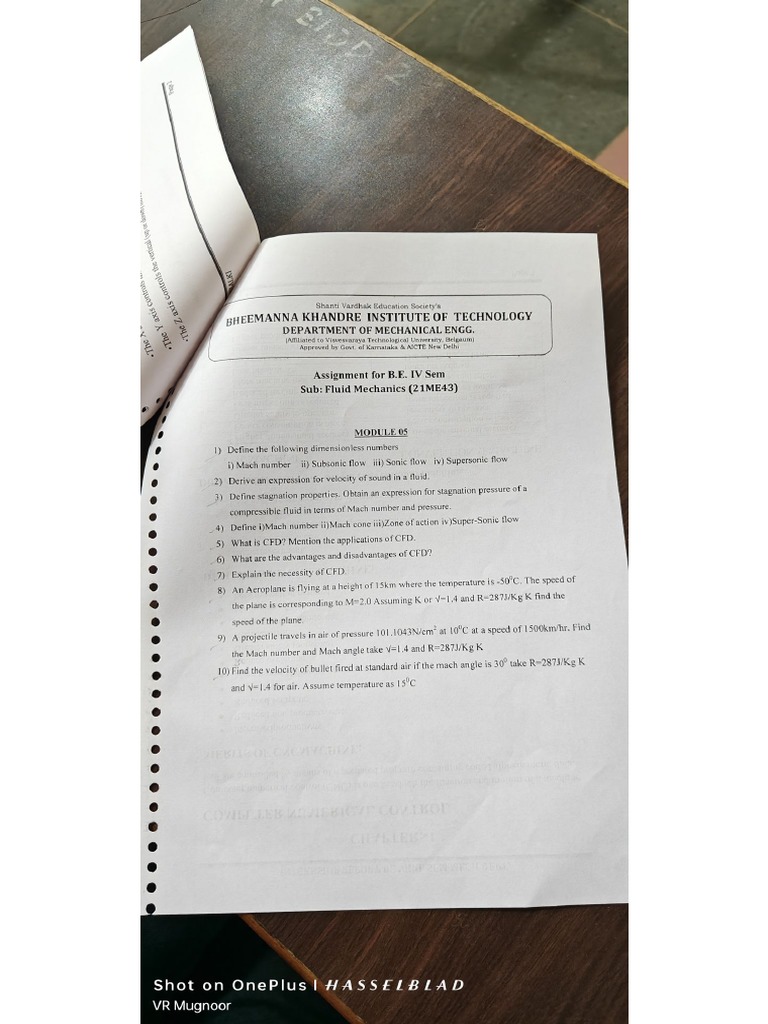 FLUID MECHANICS.... Question Paper | PDF