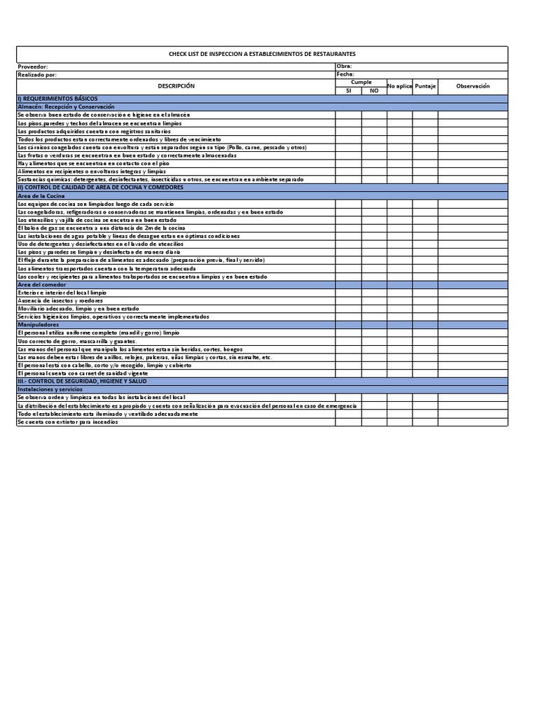 Check List 1 | Descargar gratis PDF | Alimentos | Carne