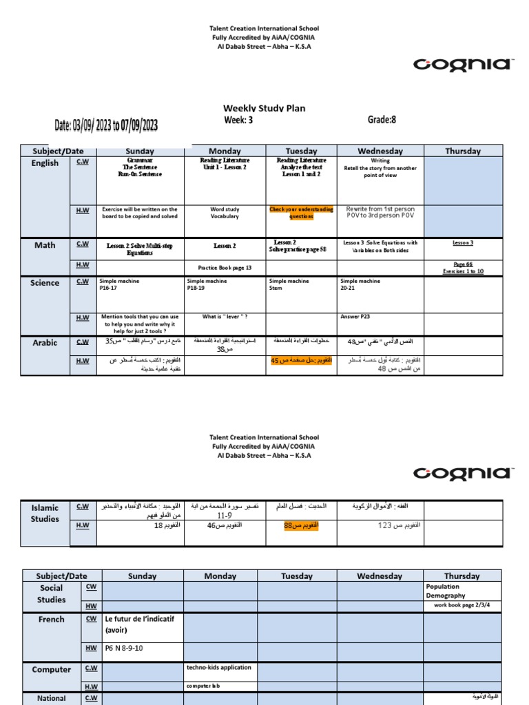 Weekly Plan - Grade 8.docx-1 | PDF
