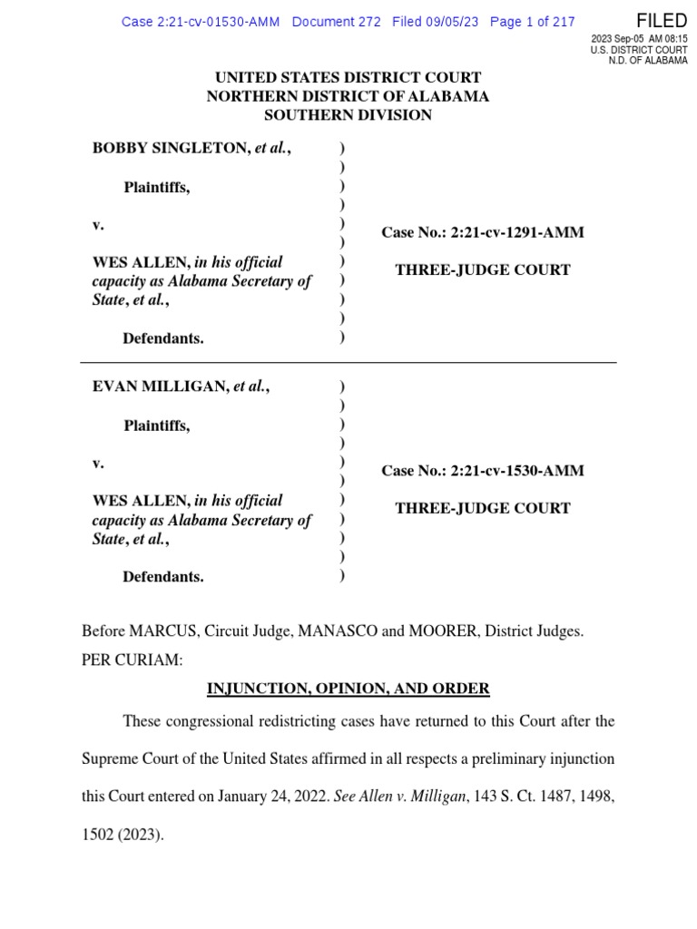 Alabama Congressional Redistricting Ruling | PDF | Fourteenth Amendment ...