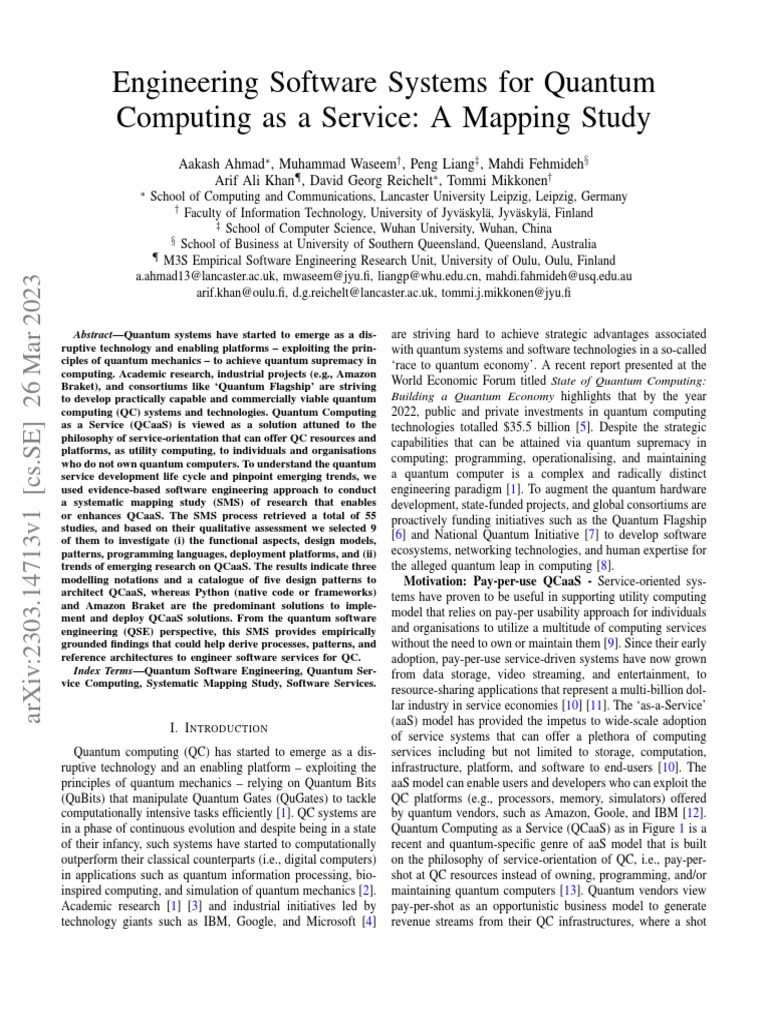 Engineering Software Systems For Quantum Computing As A Service: A ...