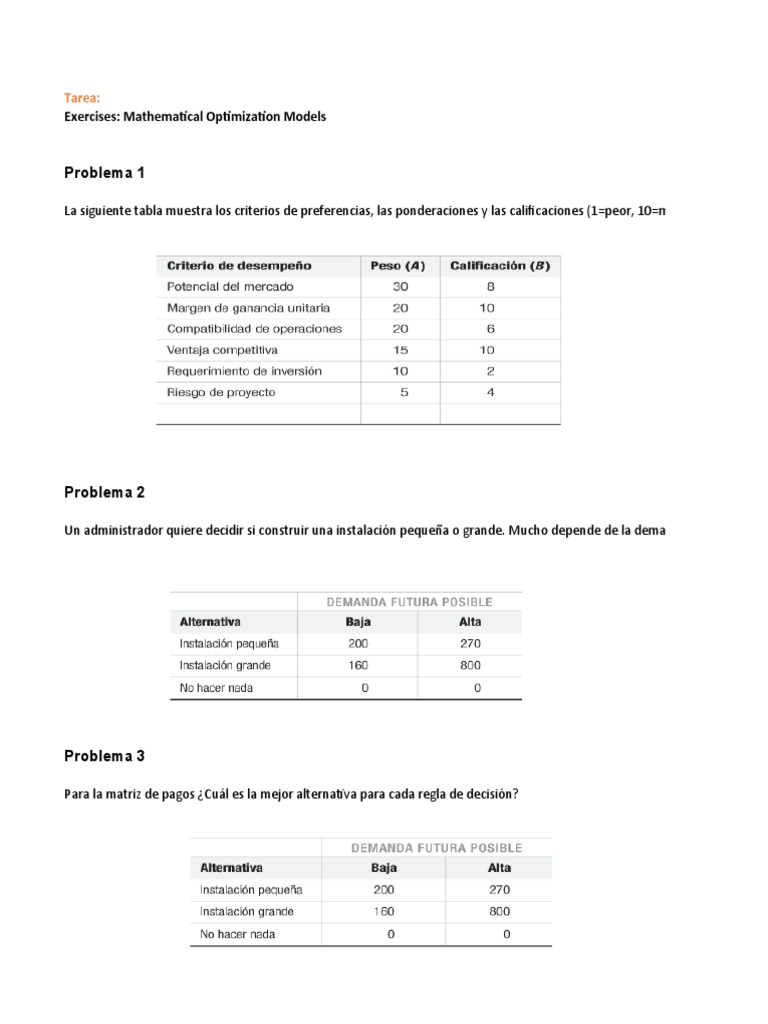 Mathematical Optimization Models | PDF