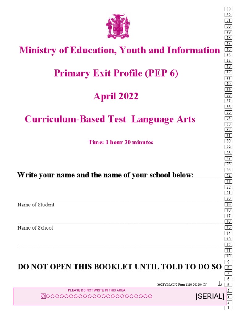 Grade 4 PEP Language Arts Test 2022 | PDF | Part Of Speech