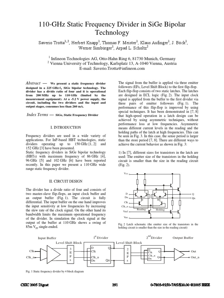 110-GHz Static Frequency Divider in SiGe Bipolar Technology | PDF ...