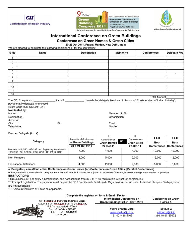 CII-Registration - Form For Seminar Delhi | PDF
