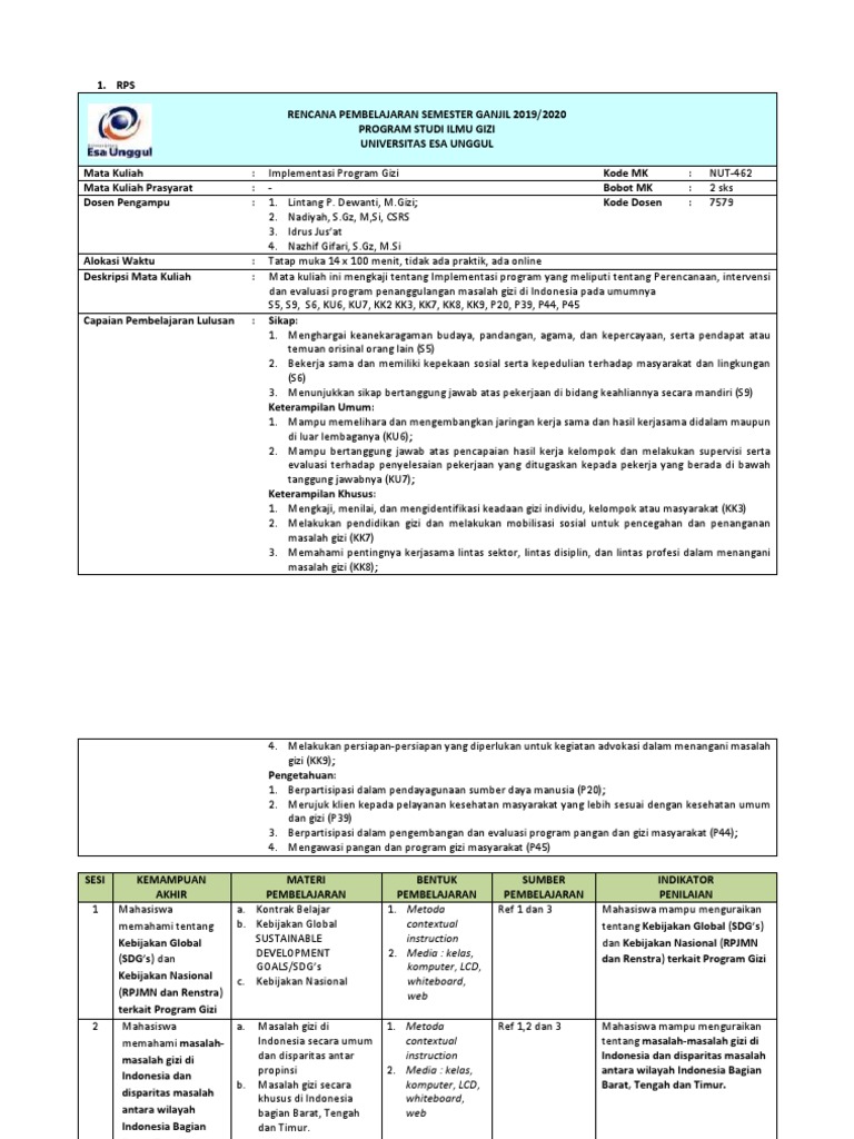 Implementasi Program Gizi UEU | PDF